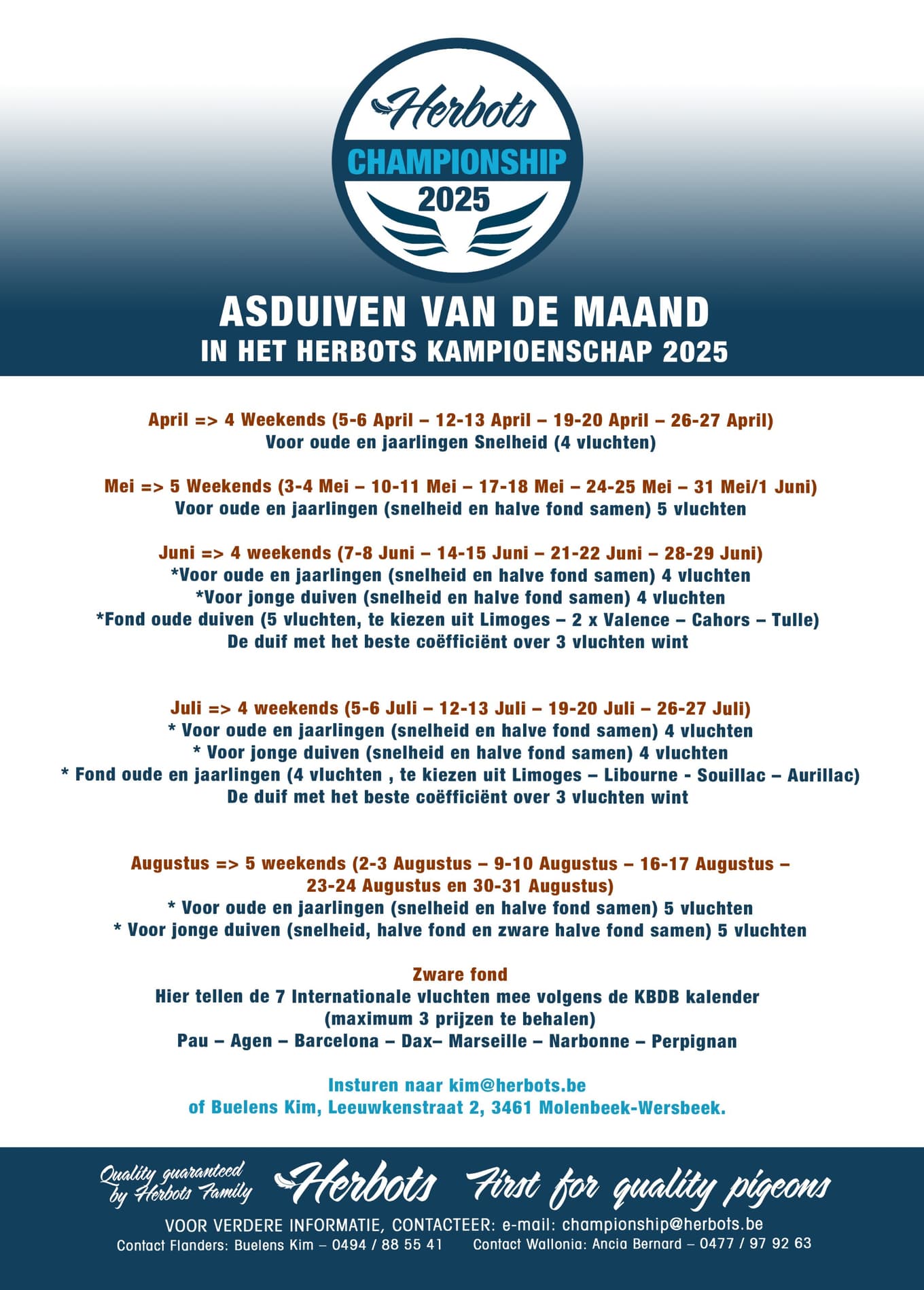 Asduif van de maand Juni Herbots Kampioenschap 2025